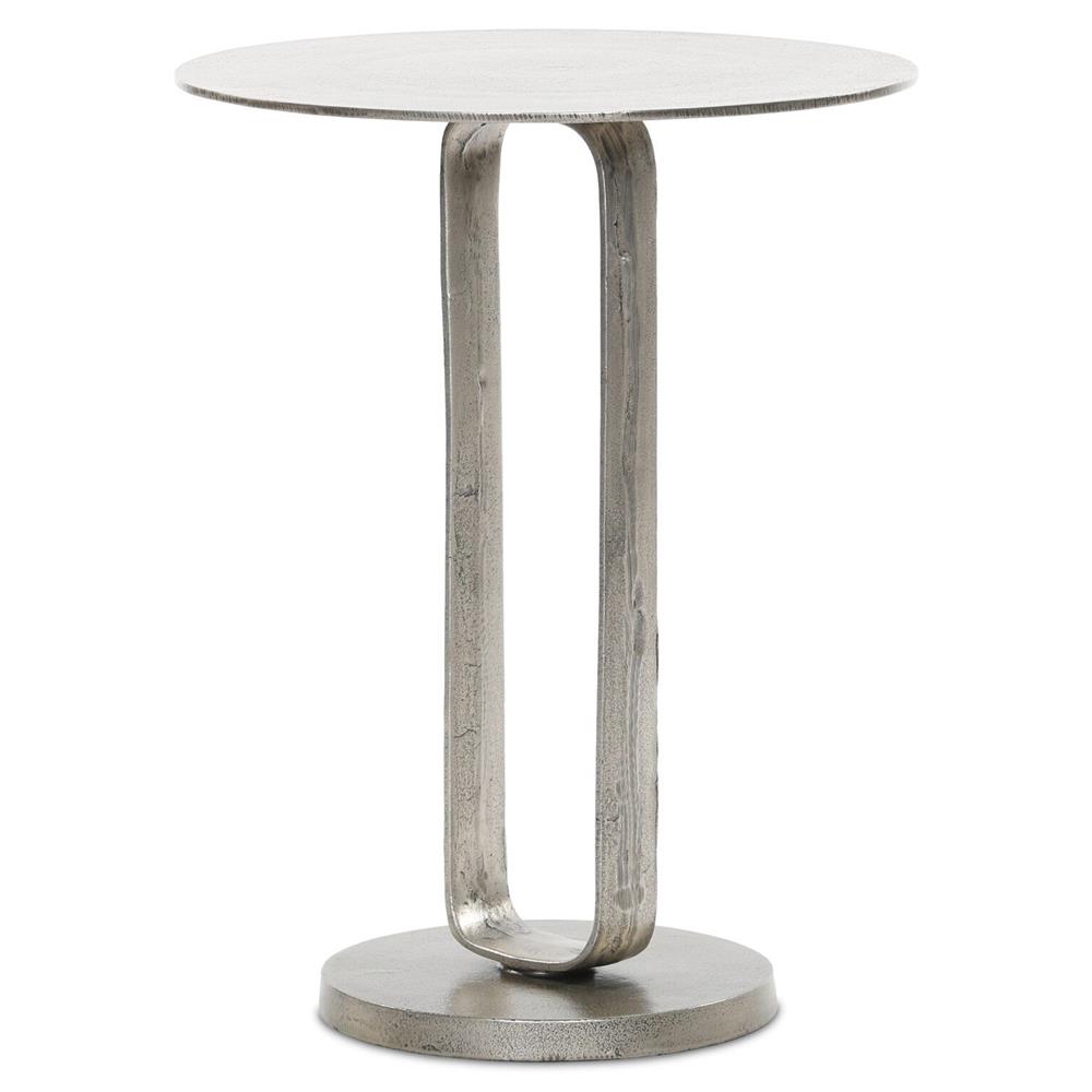 Sam Modern Classic Silver Aluminum Round Side End Table | Kathy Kuo Home