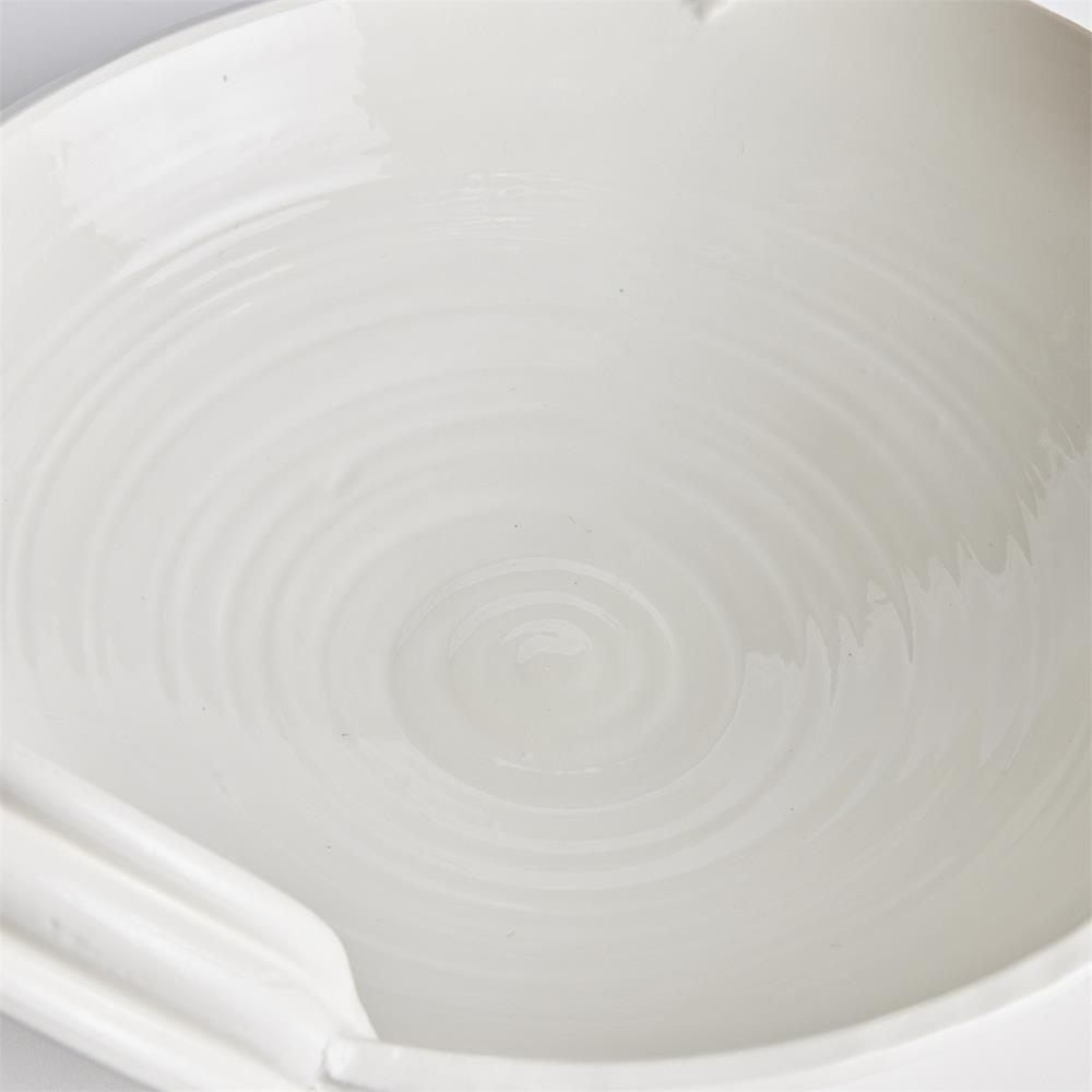 Dylan French Country White Ceramic Low Decorative Bowl Large (Over 15"W ...