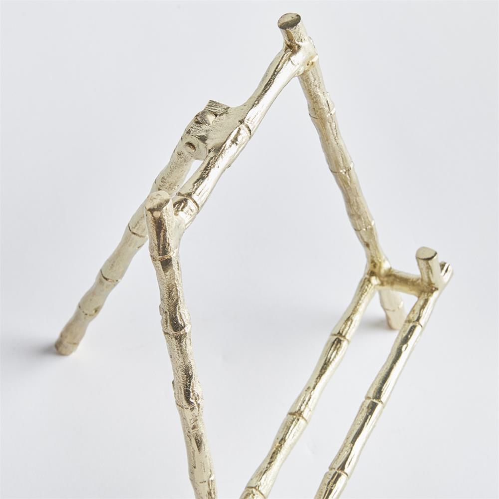 Enzo Coastal Beach Gold Aluminum Easel Stand - Small | Kathy Kuo Home