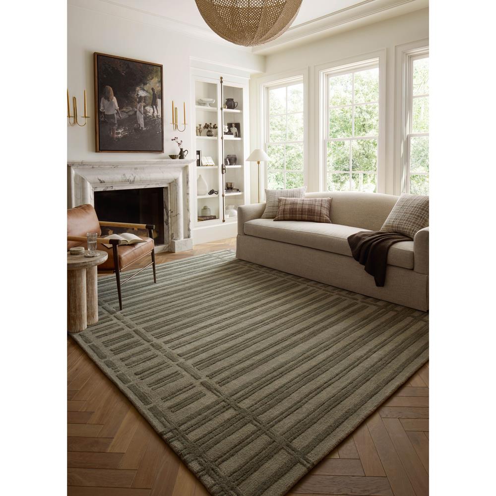Bradley Modern Classic Sage Wool Linear Patterned Rug - Sample Sample ...