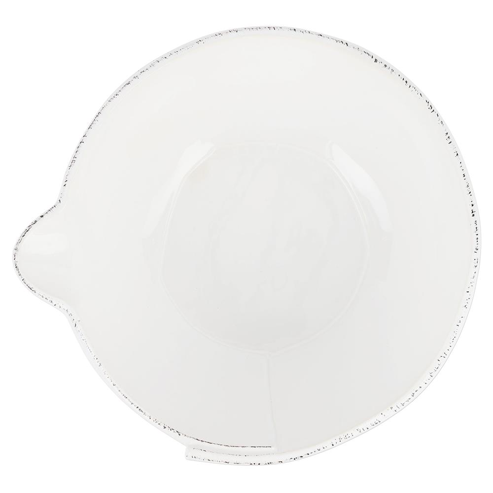 Lastra Modern Classic White Stoneware Mixing Bowl - Medium | Kathy Kuo Home