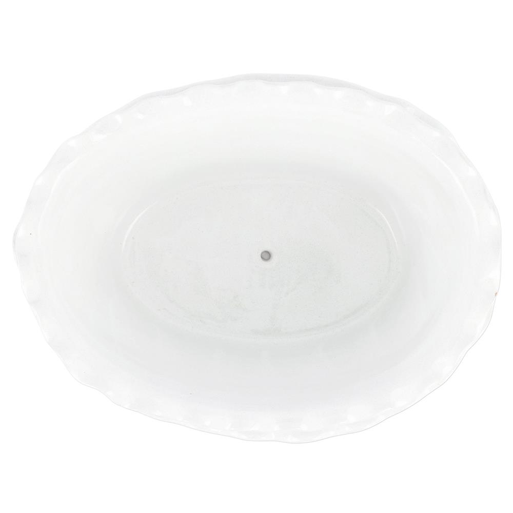 Rustic Garden French Country White Terra Cotta Ruffle Oval Planter ...
