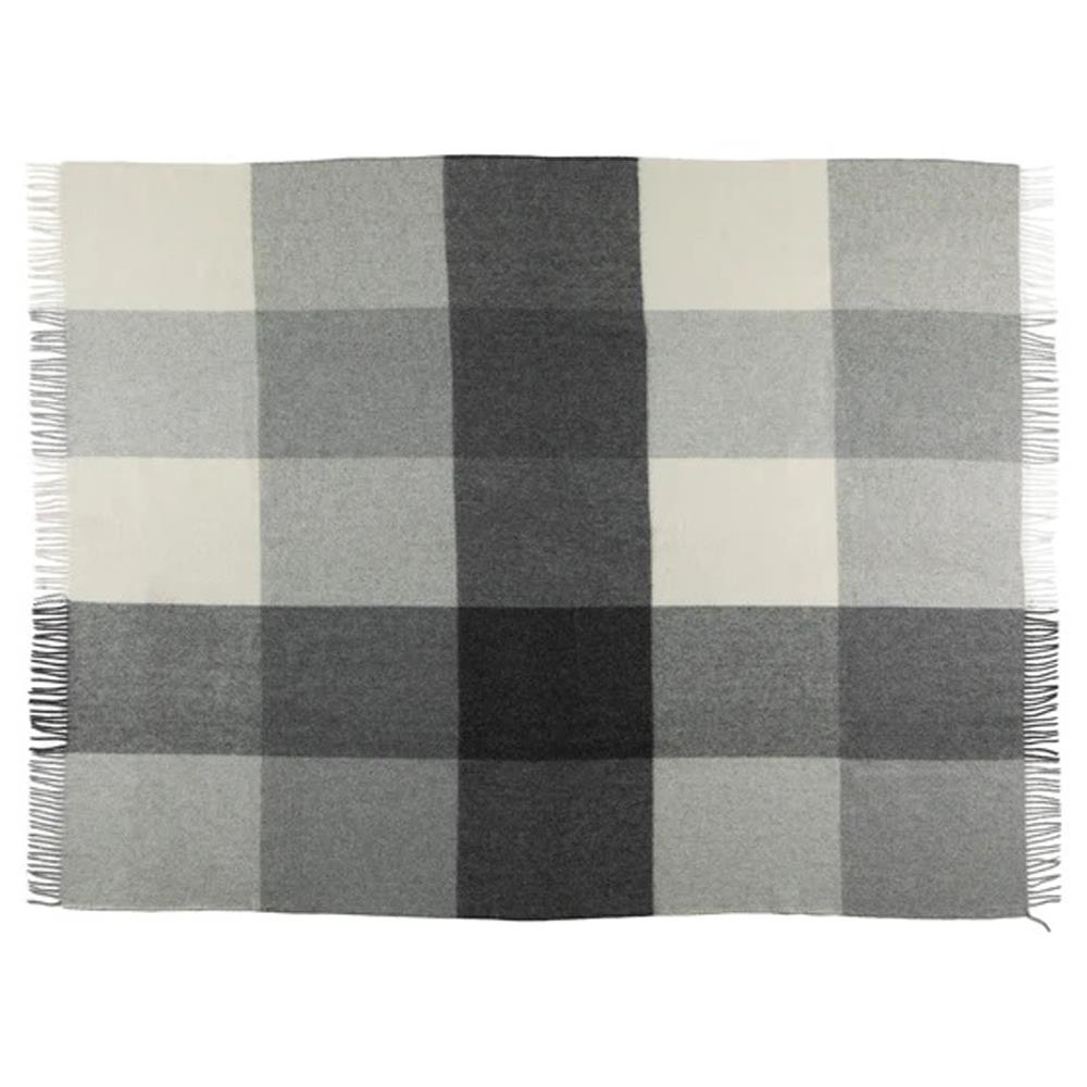 Vanoff Modern Classic Grey Wool Checkered Throw | Kathy Kuo Home
