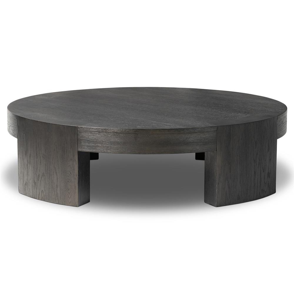 Shelby Rustic Lodge Black Wood Round Coffee Table - 48" 41" W - 50" W ...