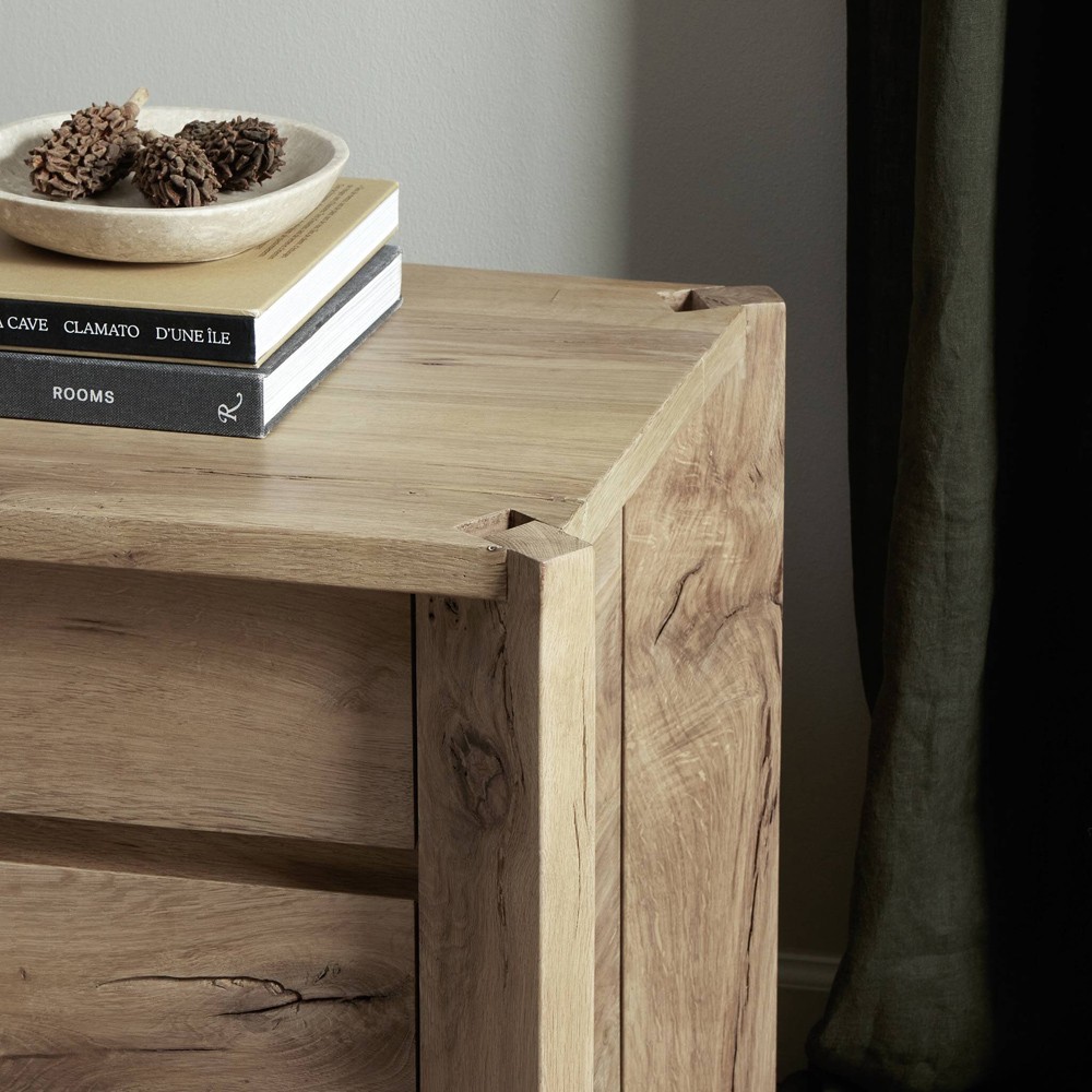 Casey Rustic Lodge Natural Reclaimed Oak Nightstand Wide (Over 29" W ...