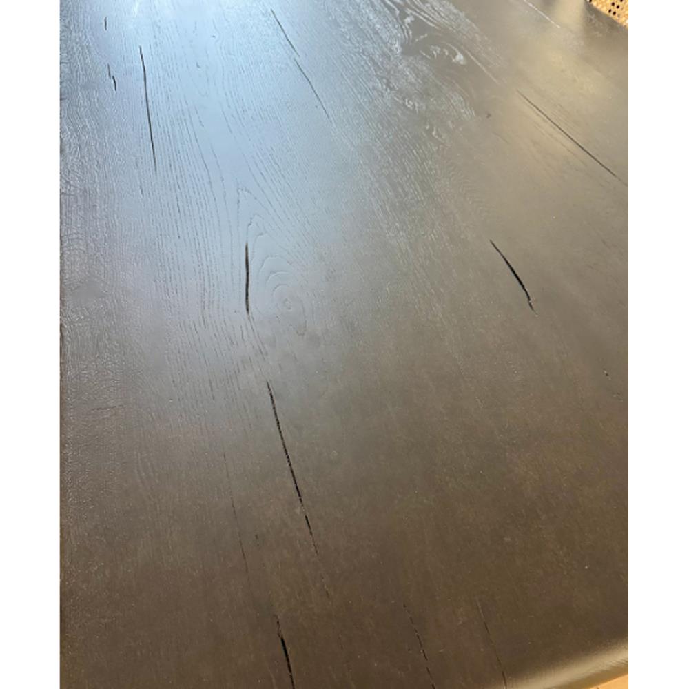 Cassius Rustic Lodge Black Reclaimed Oak Rectangular Dining Table - 118"W