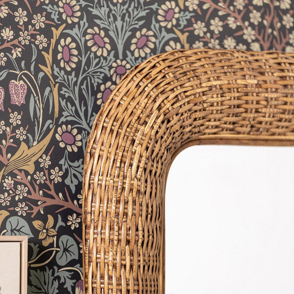 Brynlee Coastal Beach Natural Woven Rattan Frame Wall Mirror