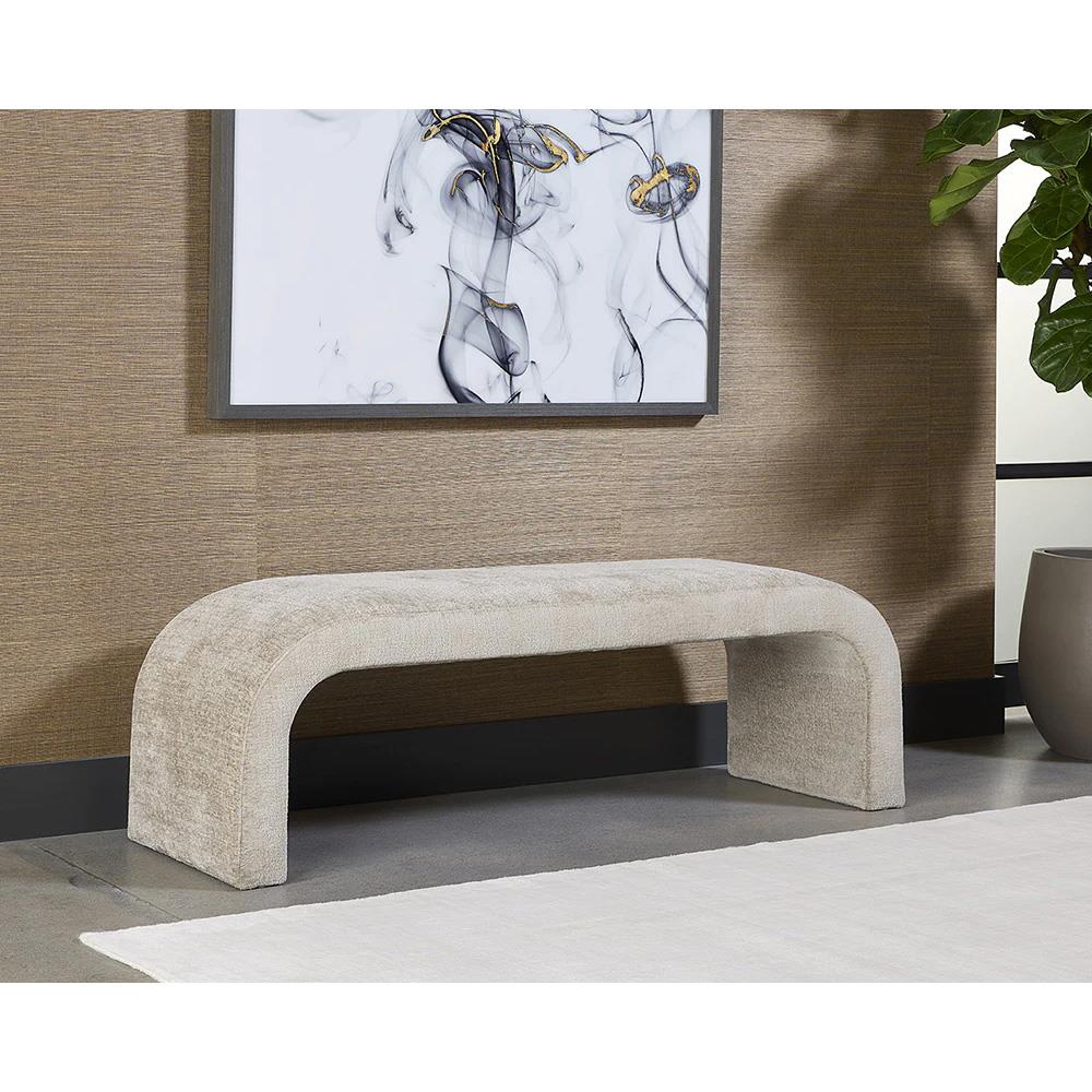 Drottra Modern Classic Taupe Upholstered Arched Bedroom Bench Long ...