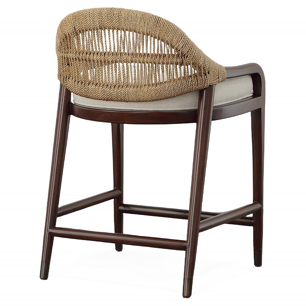 Century Flax Upholstered Brown Mahogany Woven Jute Counter Stool ...