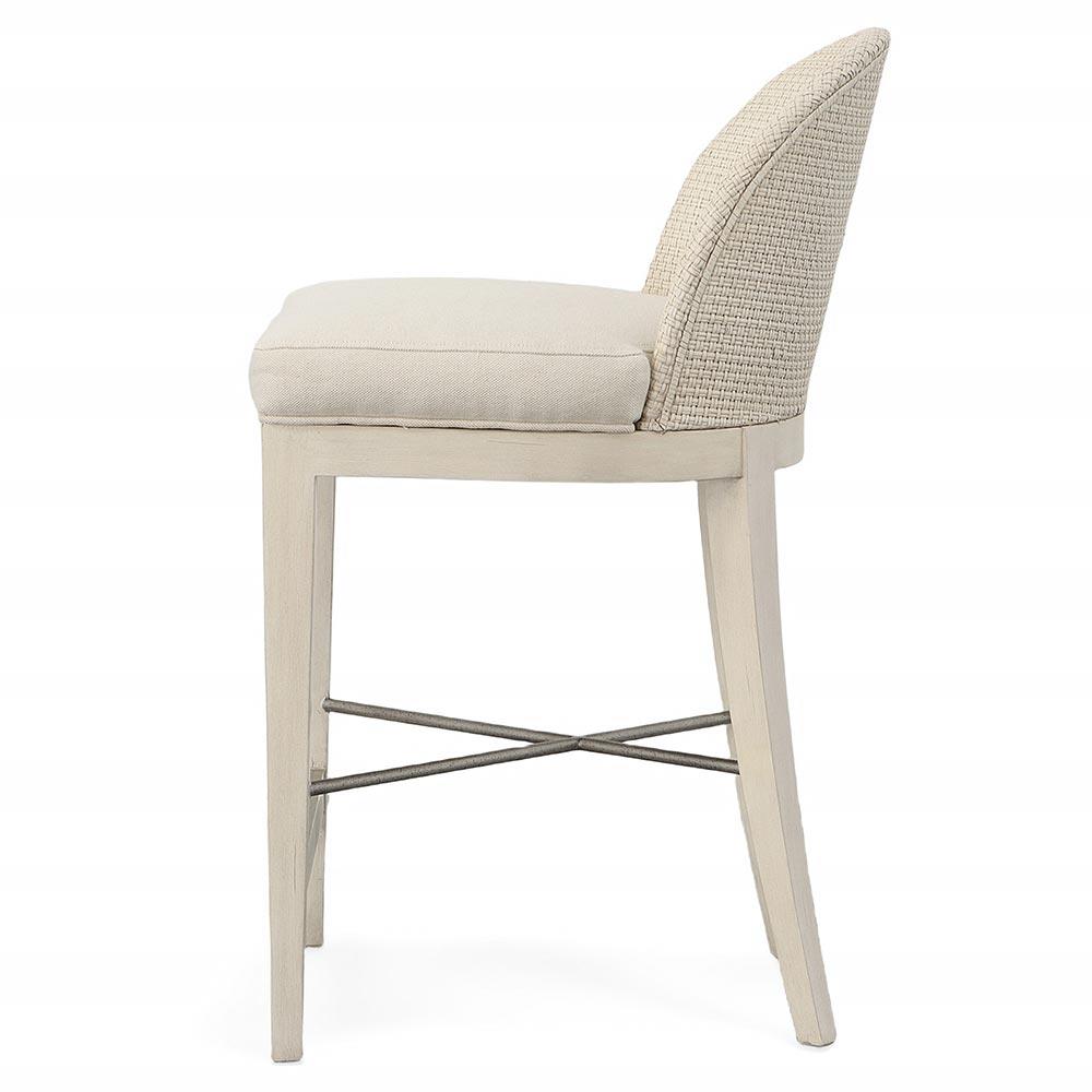 Century Tybee Coastal Flax Upholstered Off White Wood Cane Counter ...