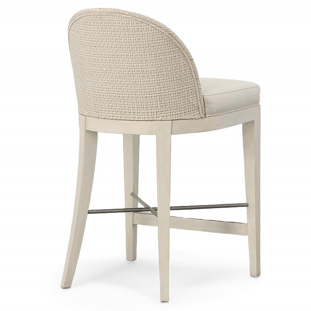 Century Tybee Coastal Flax Upholstered Off White Wood Cane Counter ...