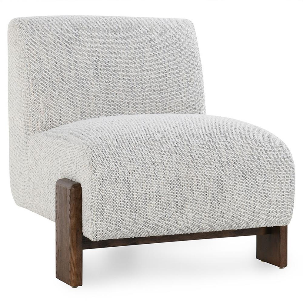 Callahan Modern Classic Off White Upholstered Brown Wood Occasional Chair