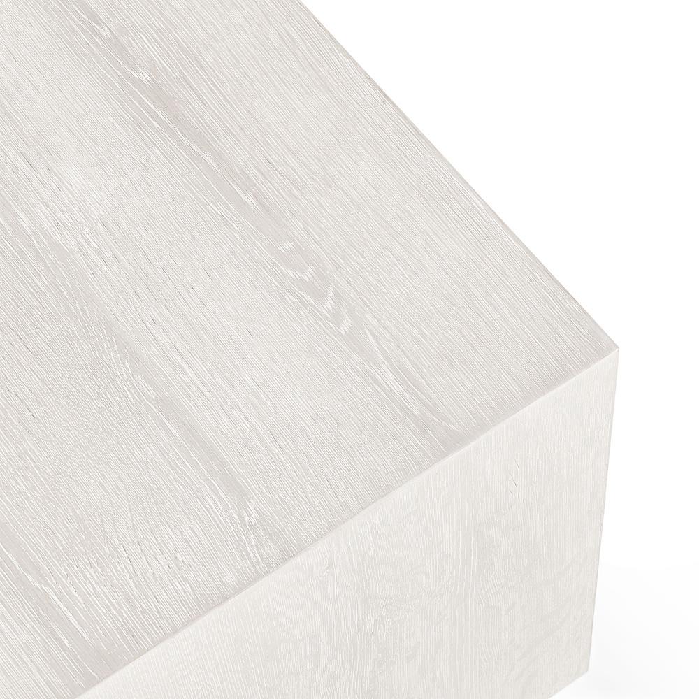 Vincent Rustic Lodge Milk White Oak Square Block End Table Standard (14 ...