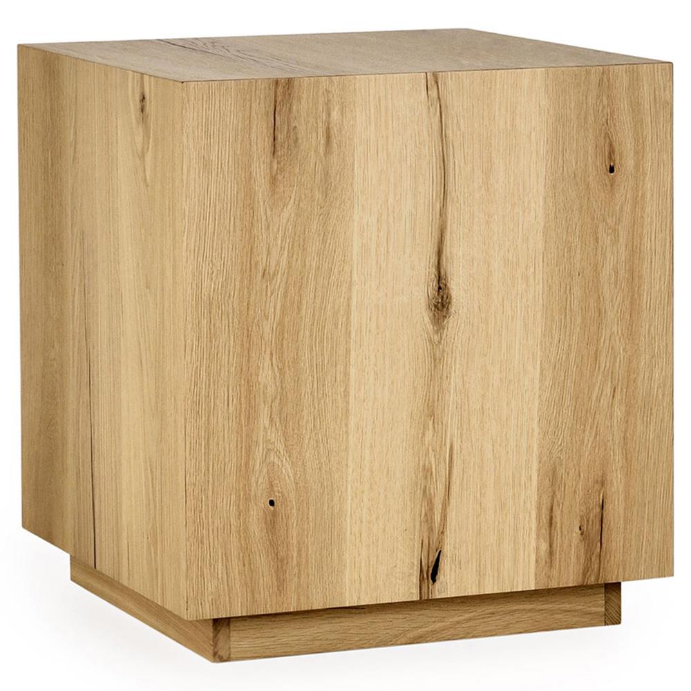 Vincent Rustic Lodge Natural Brown Oak Square Block End Table Standard ...