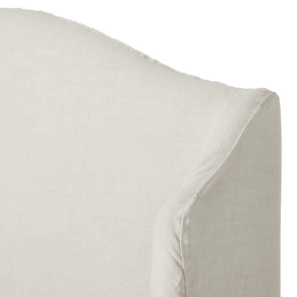 Maddie Modern Off White Upholstered Linen Slipcovered Wingback Bed ...