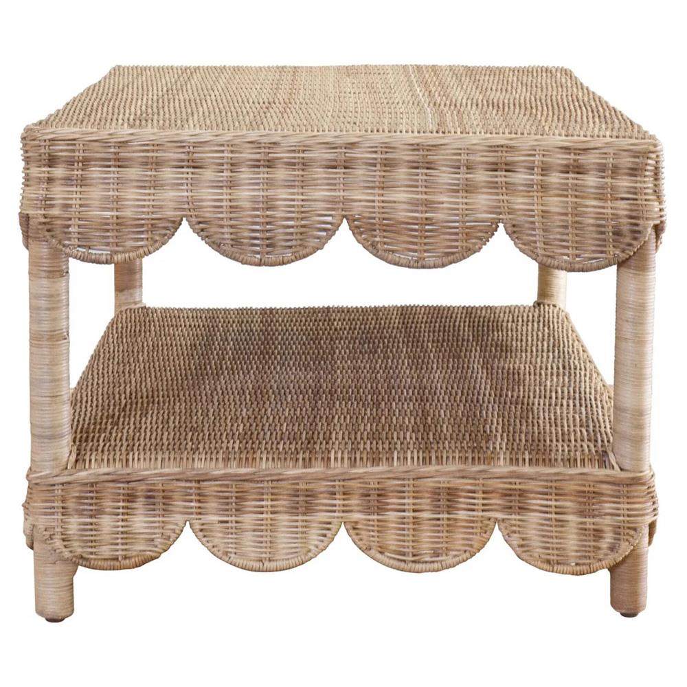 Valerie Coastal Beach Natural Handwoven Rattan Rectangular Coffee Table