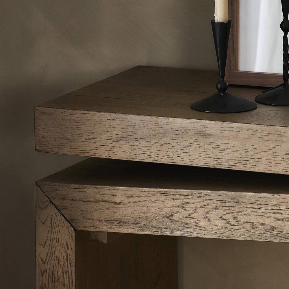 Rayan Rustic Lodge Grey Oak Wood Console Table Extra Long (over 75" W ...