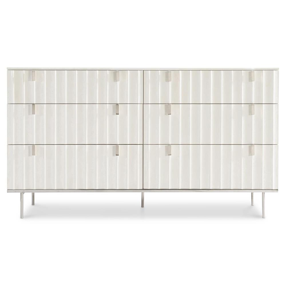 Kaiden Modern Classic White Fluted Double Dresser | Kathy Kuo Home
