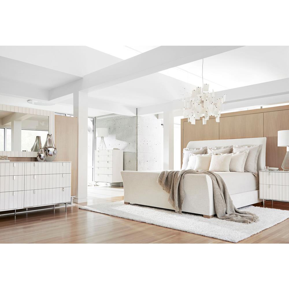 Kaiden Modern Classic White Fluted Nightstand | Kathy Kuo Home