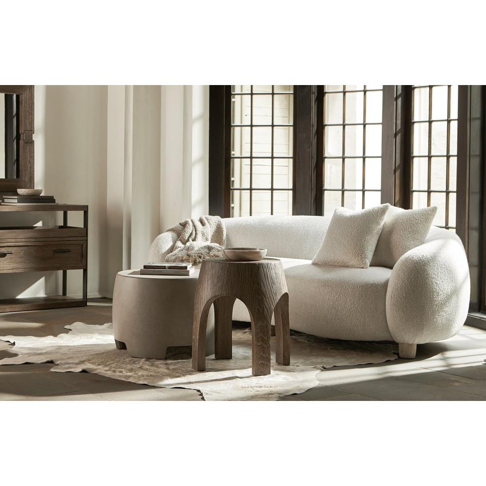 Ingrid Modern Classic Brown Cast Resin Arched Round Side Table Standard ...