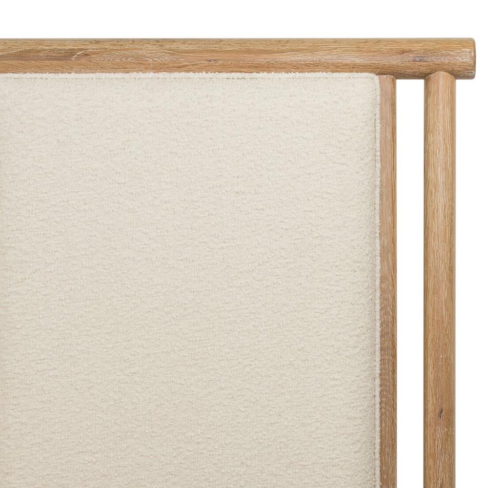 Alwyn Coastal Beach Beige Upholstered Brown Oak Bed - Queen Queen ...