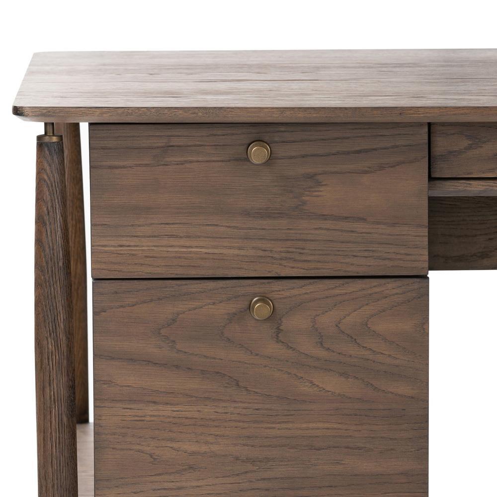 Juna Rustic Lodge Brown Oak Executive Desk | Kathy Kuo Home