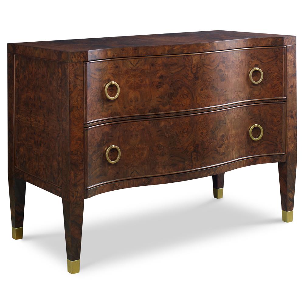 Century Osborne Hollywood Regency Brown Walnut Burl Bachelor Chest