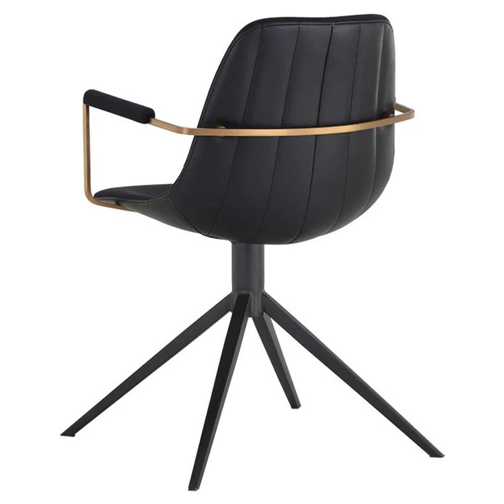 Mariah Modern Classic Black Upholstered Iron Swivel Office Chair