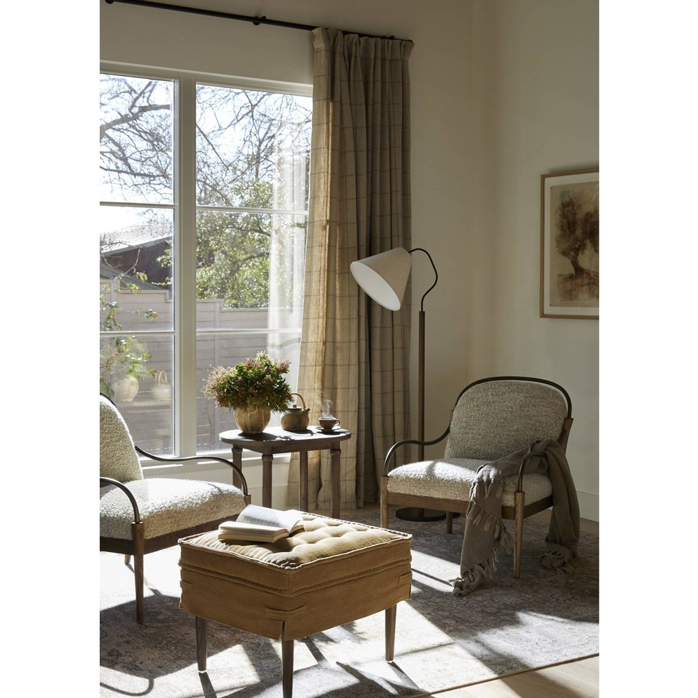 Cole Broadway Gilt Linen Ottoman - Small