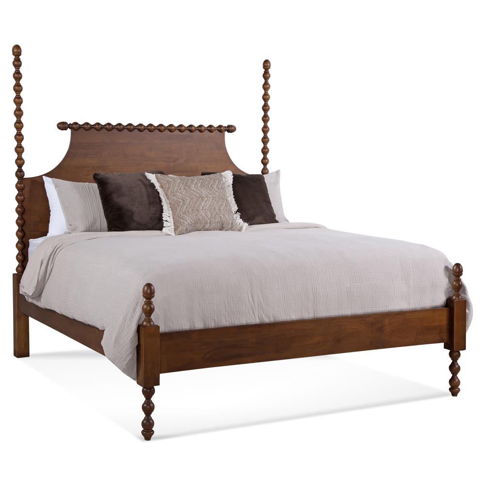 Elio Rustic Lodge Brown Wood Spindle Poster Bed - King | Kathy Kuo Home