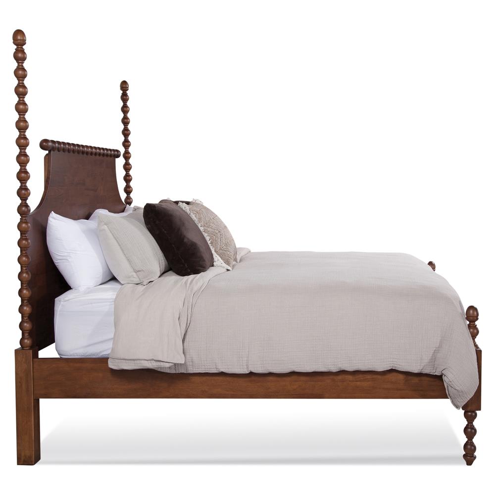 Elio Rustic Lodge Brown Wood Spindle Poster Bed - King | Kathy Kuo Home