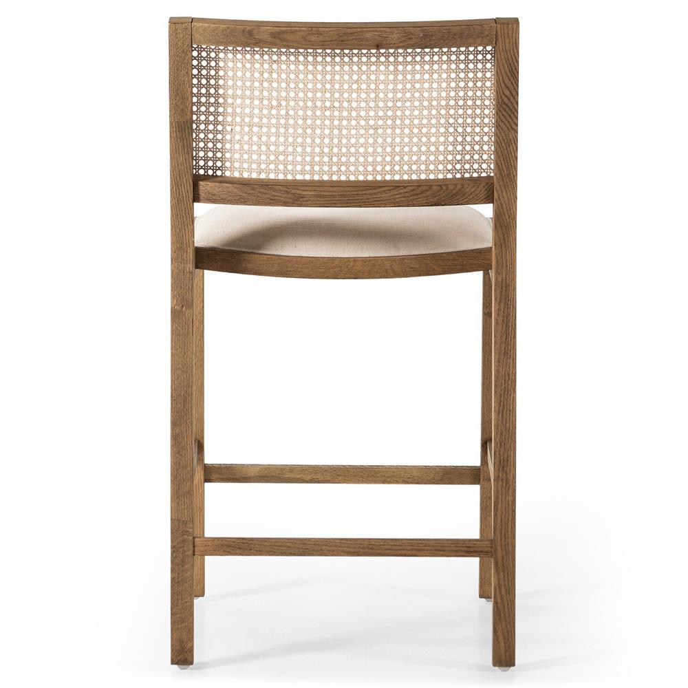 Samantha Coastal White Performance Oak Wood Natural Cane Counter Stool ...