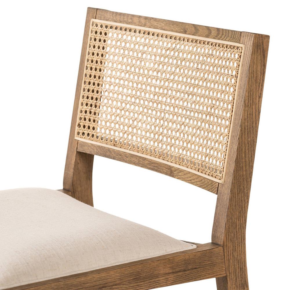 Samantha Coastal White Performance Oak Wood Natural Cane Counter Stool ...