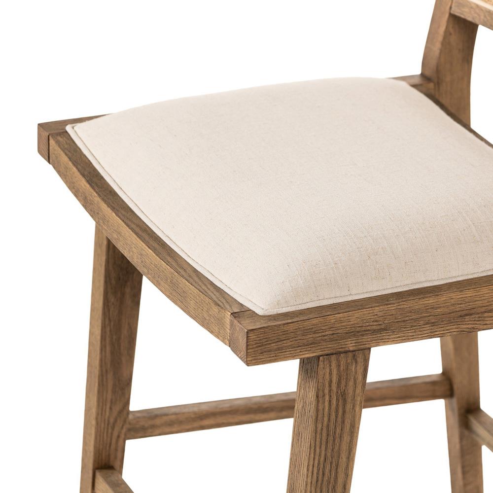 Samantha Coastal White Performance Oak Wood Natural Cane Counter Stool ...