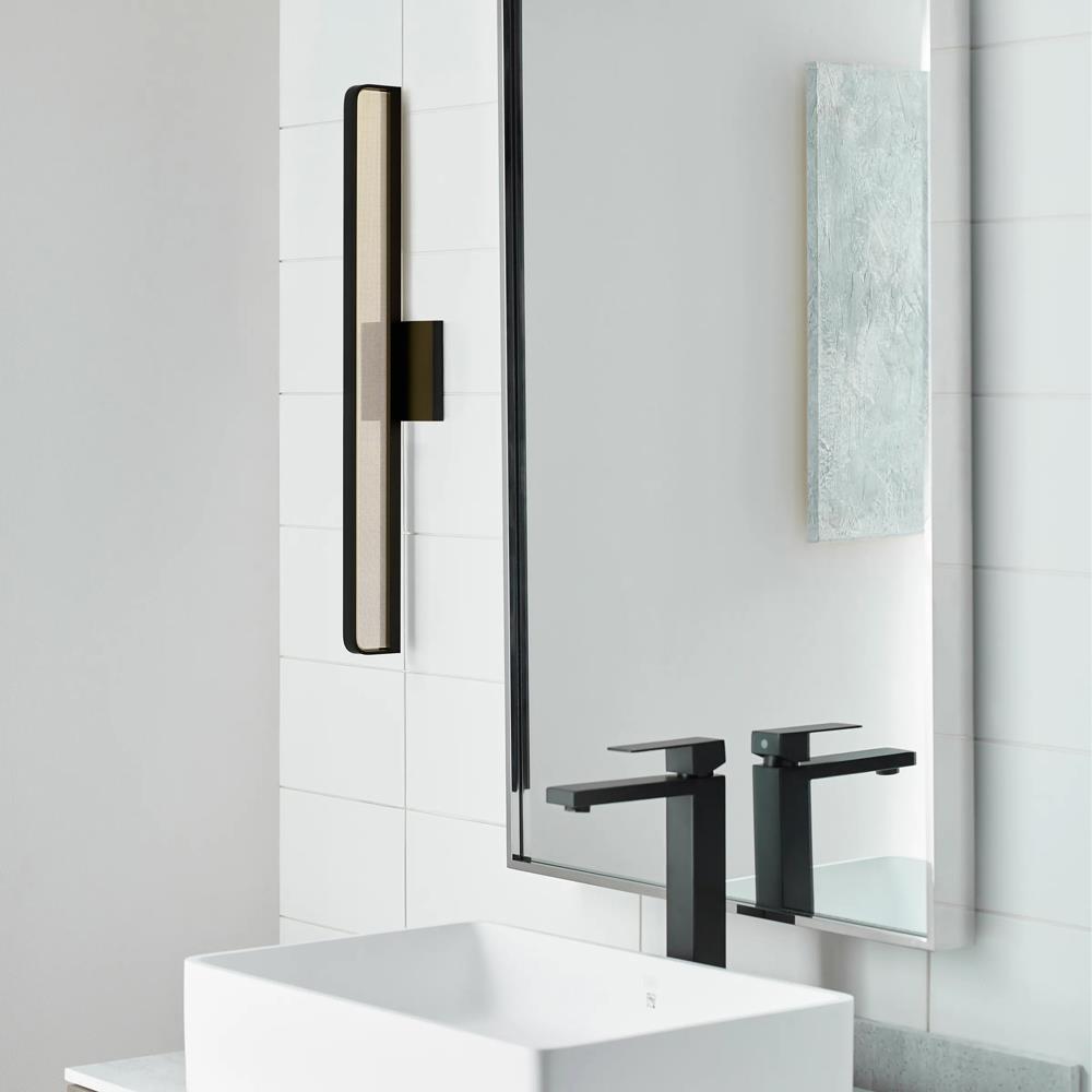Visual Comfort Modern Banda Matte Black Bath Sconce - 24" | Kathy Kuo Home