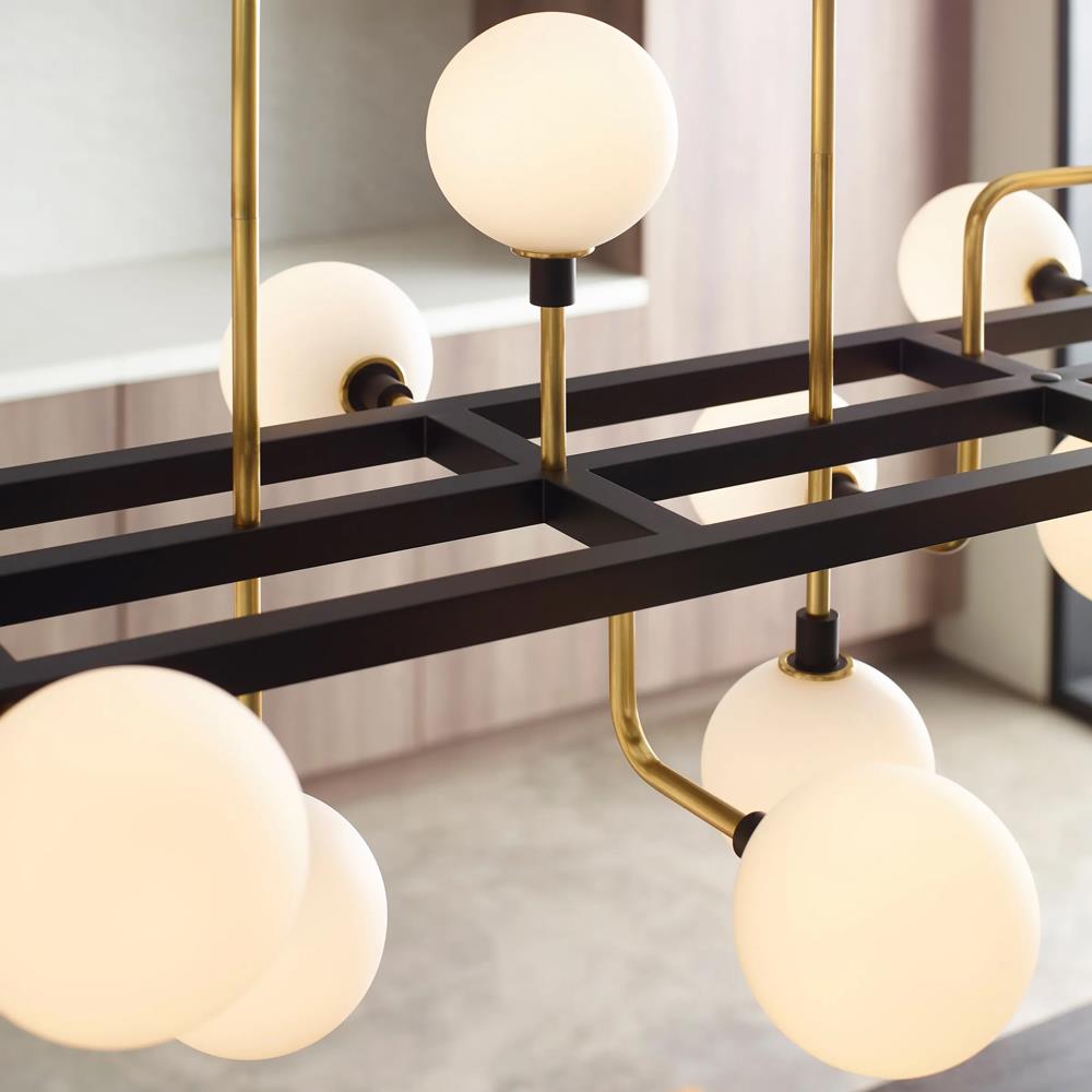 Visual Comfort Modern Viaggio Brass Opal Glass Linear Chandelier Medium ...