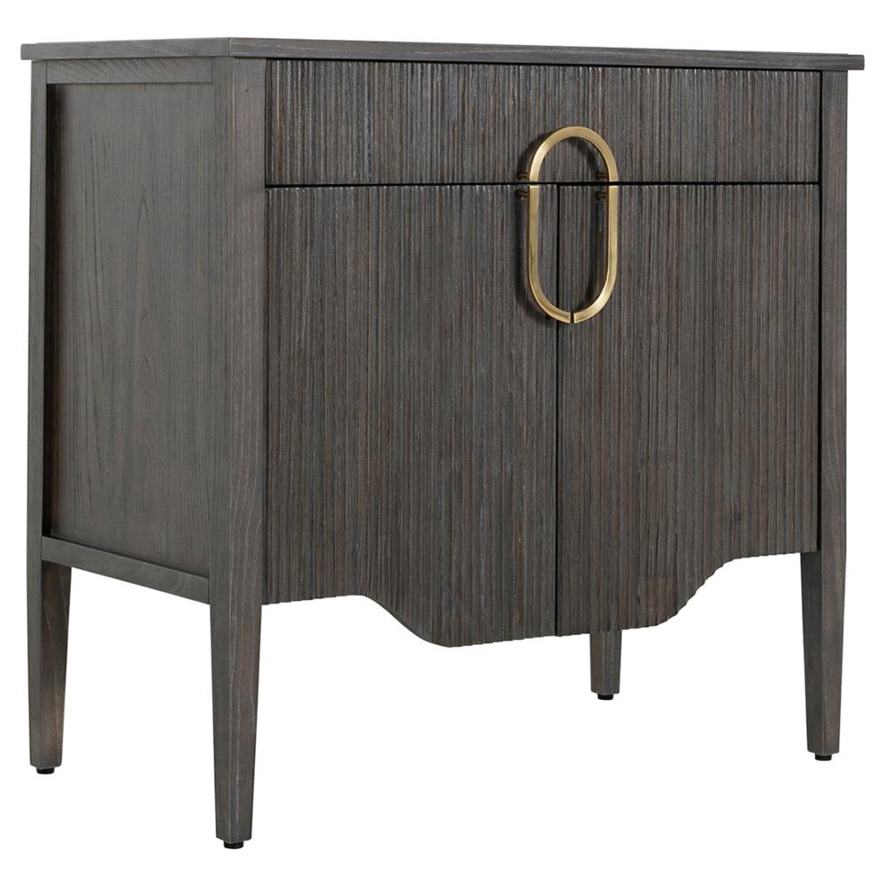 Darius Modern Classic Cerused Oak Ribbed Nightstand | Kathy Kuo Home