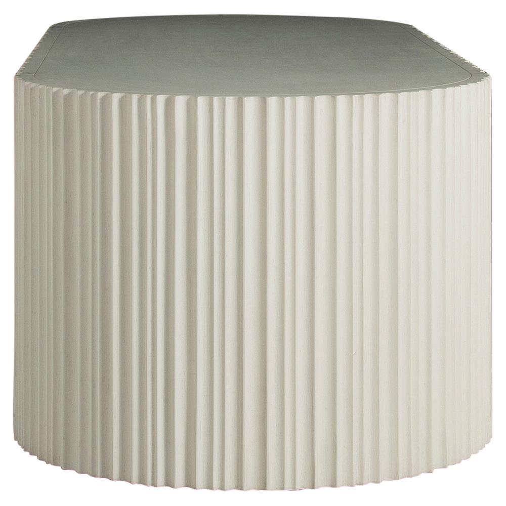 Isadora Modern Classic Sesame White Ribbed Oval Coffee Table