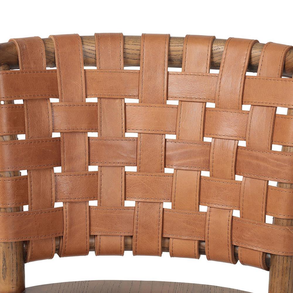 Rena Rustic Lodge Woven Leather Brown Wood Dining Side Chair | Kathy ...