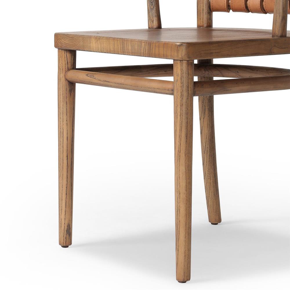 Rena Rustic Lodge Woven Leather Brown Wood Dining Side Chair | Kathy ...