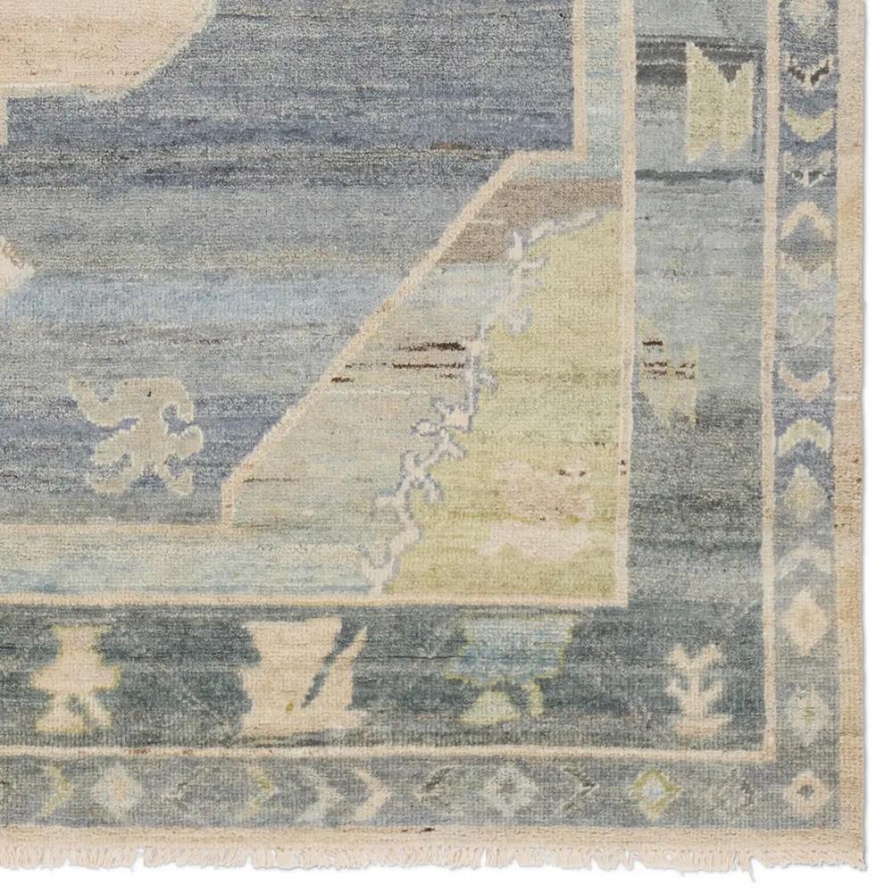 Ahmed Global Blue Wool Medallion Patterned Hand Knotted Rug - 6'x9'