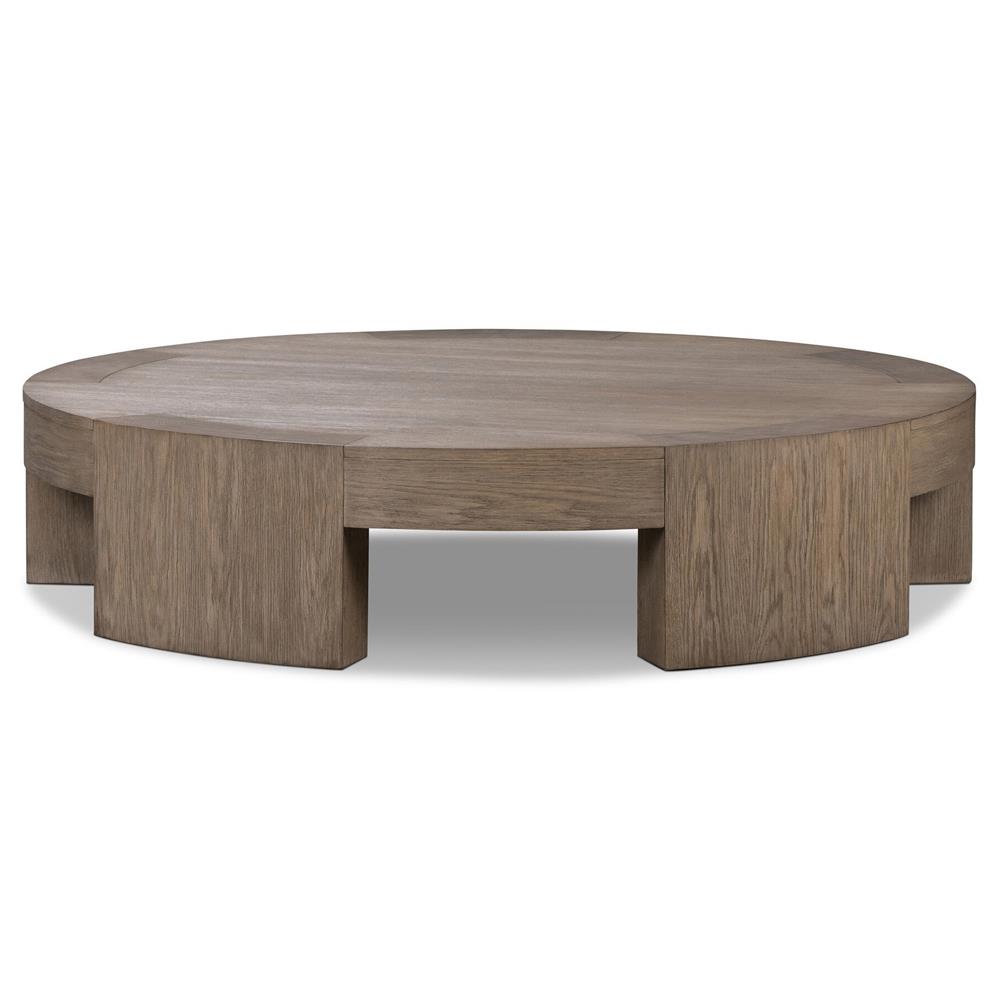 Sheena Rustic Lodge Warm Brown Oak Wood Round Coffee Table - 60" 51" W ...