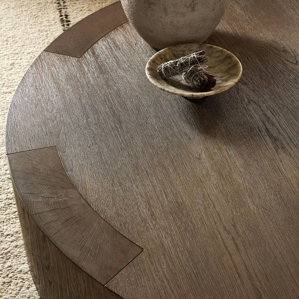 Sheena Rustic Lodge Warm Brown Oak Wood Round Coffee Table - 60" 51" W ...