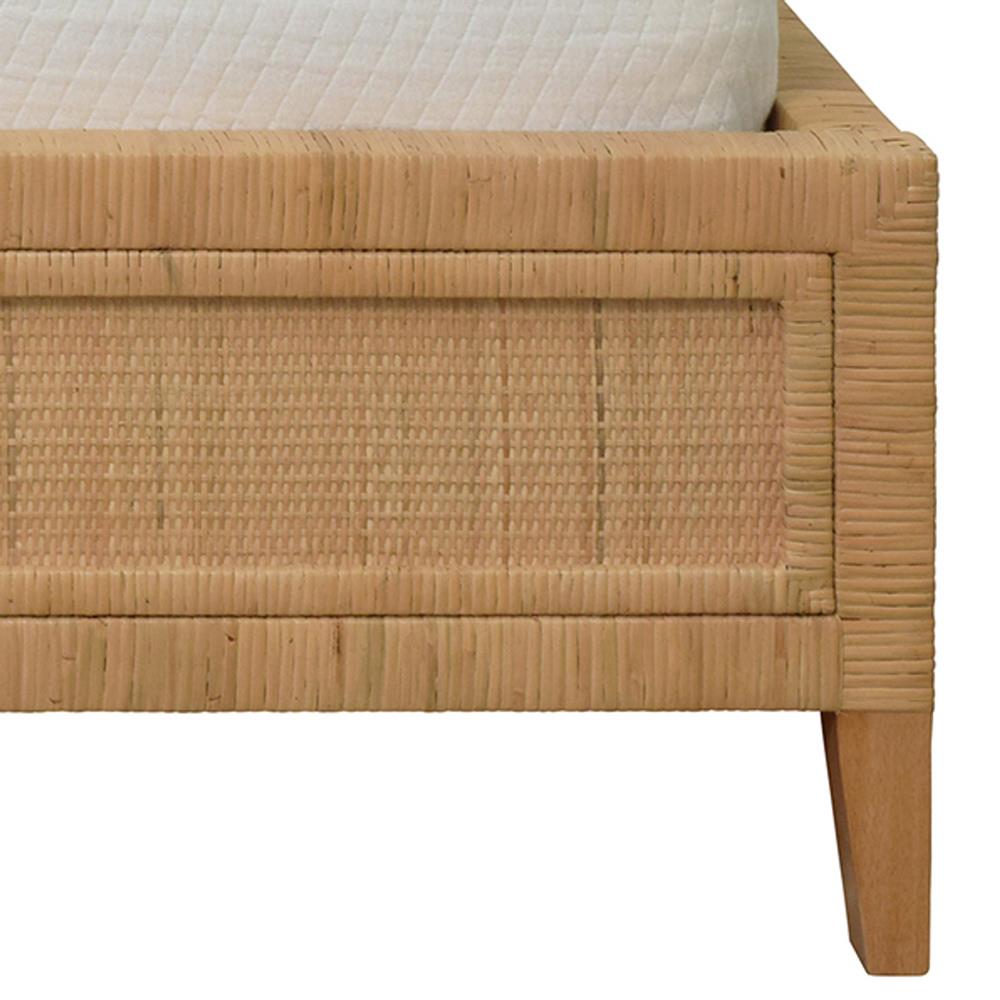 Worlds Away Dolly Coastal Beach Natural Rattan Wingback Bed - Queen ...