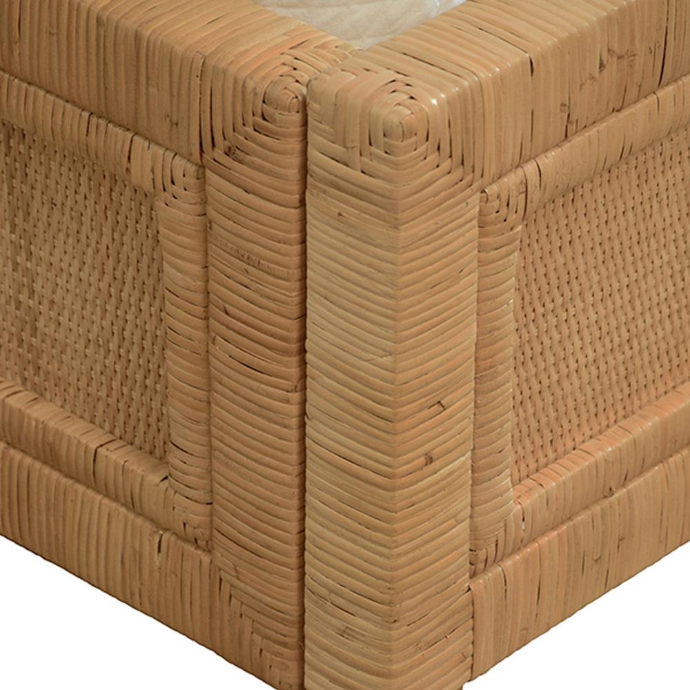 Worlds Away Dolly Coastal Beach Natural Rattan Wingback Bed - Queen ...