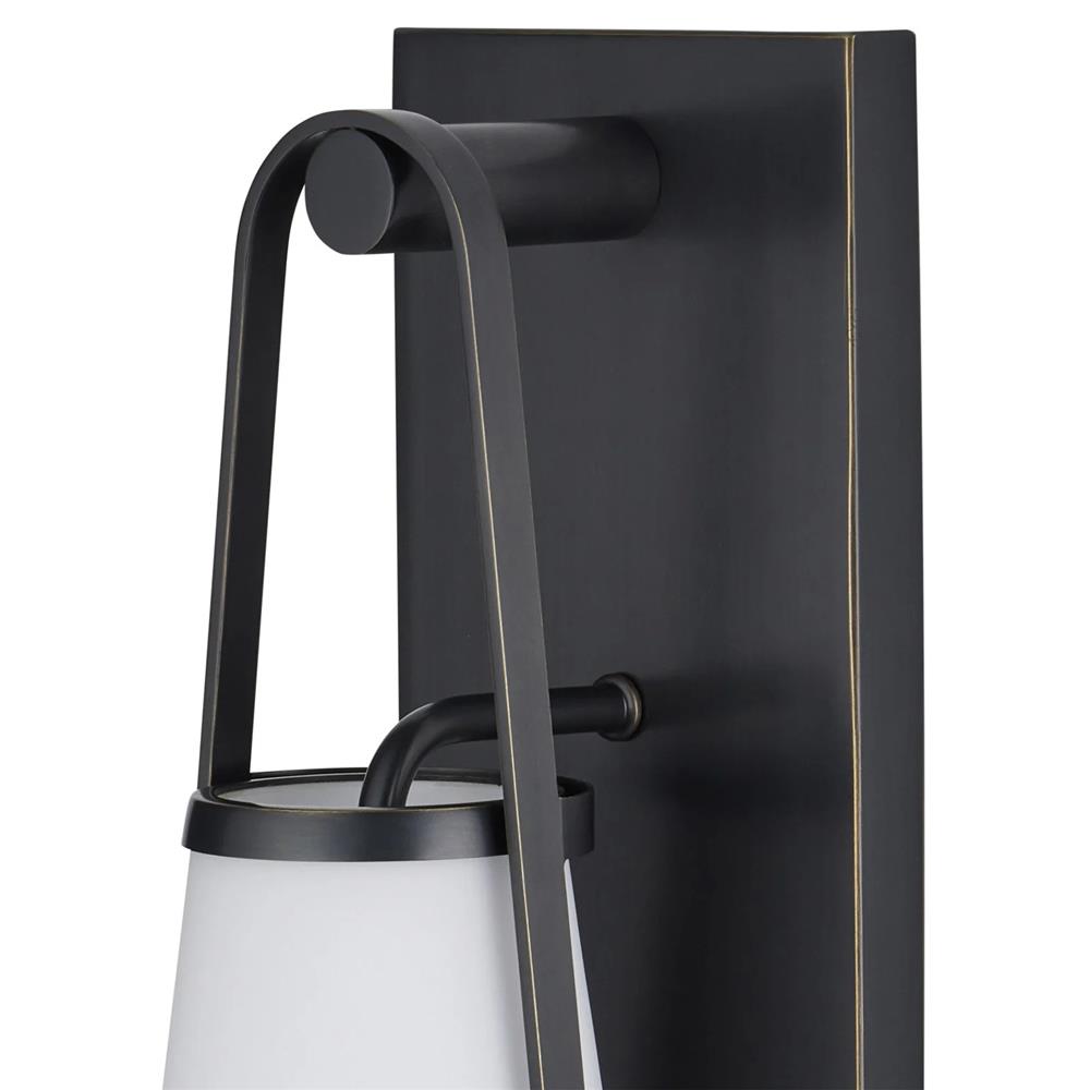 Almar Mid Century White Glass Oil Rubbed Bronze Bath Wall Sconce