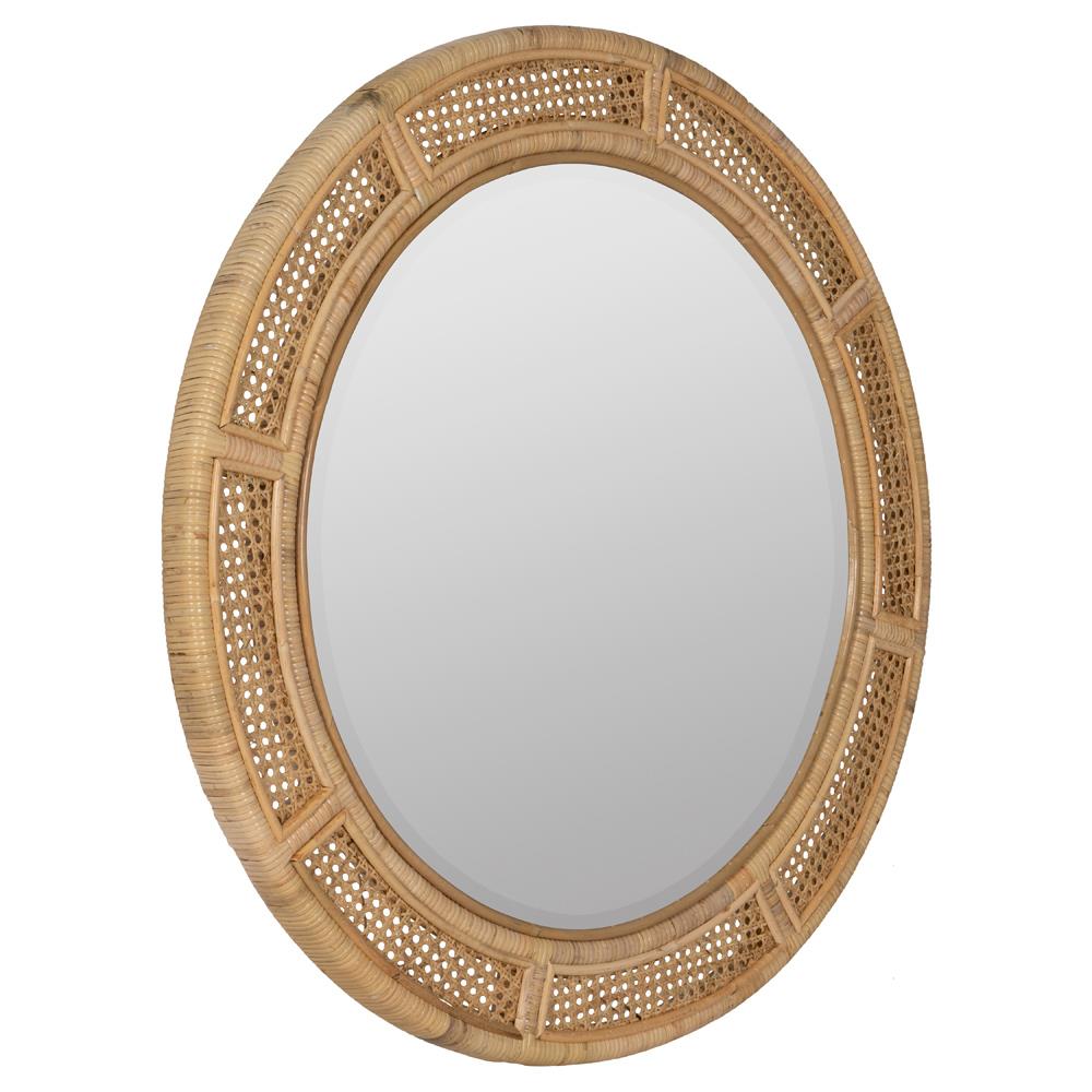 Maya Coastal Natural Rattan Round Wall Mirror | Kathy Kuo Home