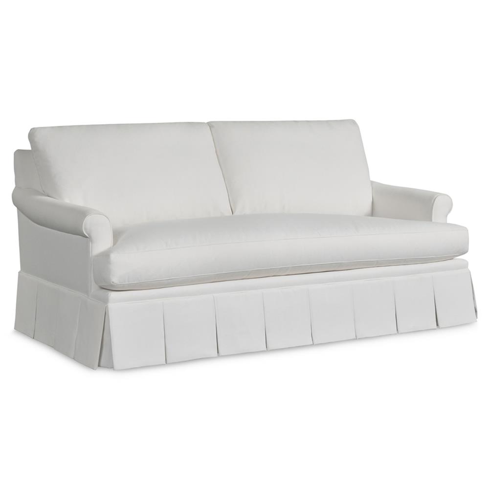 Adley Updated Traditional White Performance Pleated Bench Sofa - 78"