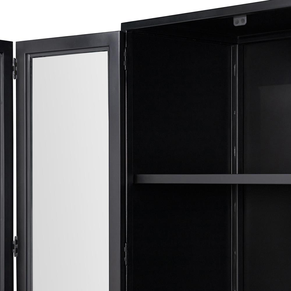 Augustus Industrial Loft Black Metal Display Cabinet Wide (over 50 W ...