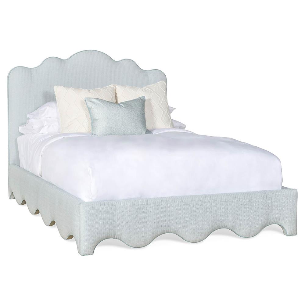 Highland House Hadley French Country Blue Wavy Bed - Queen | Kathy Kuo Home